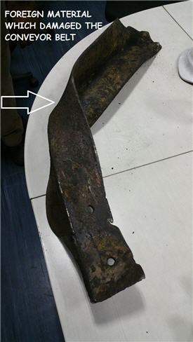 Conveyor belt damage caused by stray metal pieces - Skuld